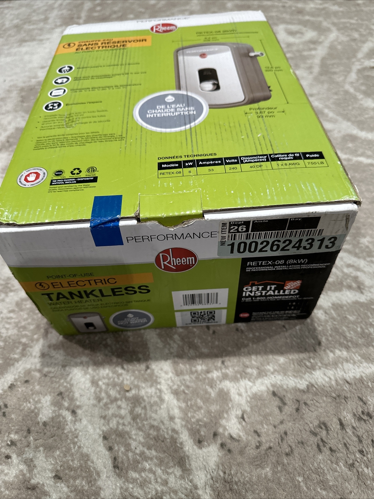 Rheem RETEX-08 Electric Tankless Water Heater for sale online | eBay