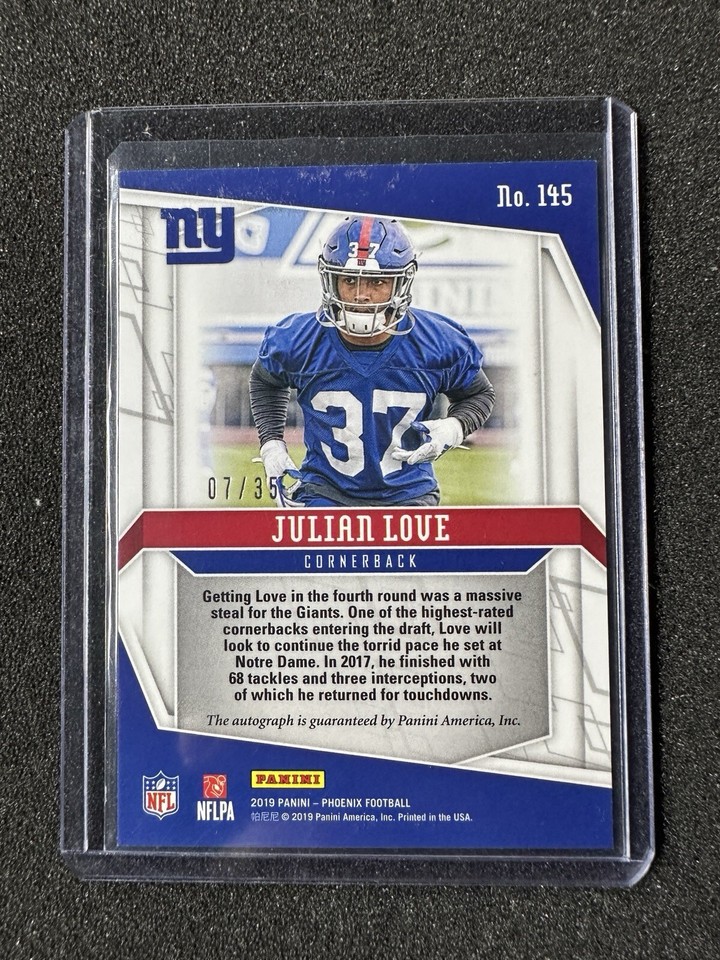 2019 Panini Phoenix Julian Love Rookie Autograph Pink Prizm /35 #145 | eBay