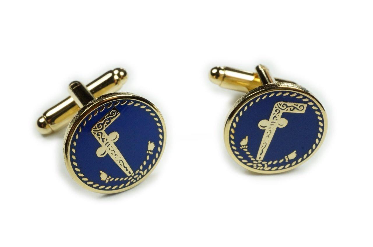 Tubal Cain Two Ball Cane Freemason Master Masonic Suit Cufflinks Cuff ...