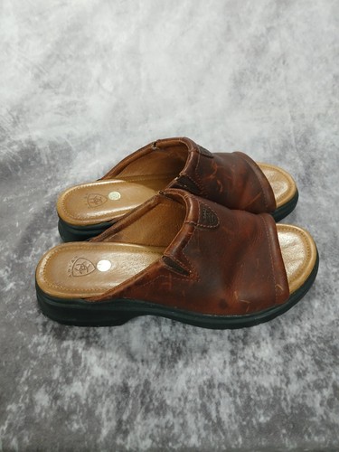 Ariat Sandals Womens 7B Bridgeport Slide Brown Leather Slip On Casual ...