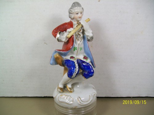 Colonial Figure Flute Player Ceramic 6 1/8" tall marked Made in ...