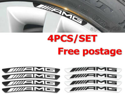 4Pcs Mercedes Benz AMG Edition Sport Wheels Badge 3D Sticker Emblem ...