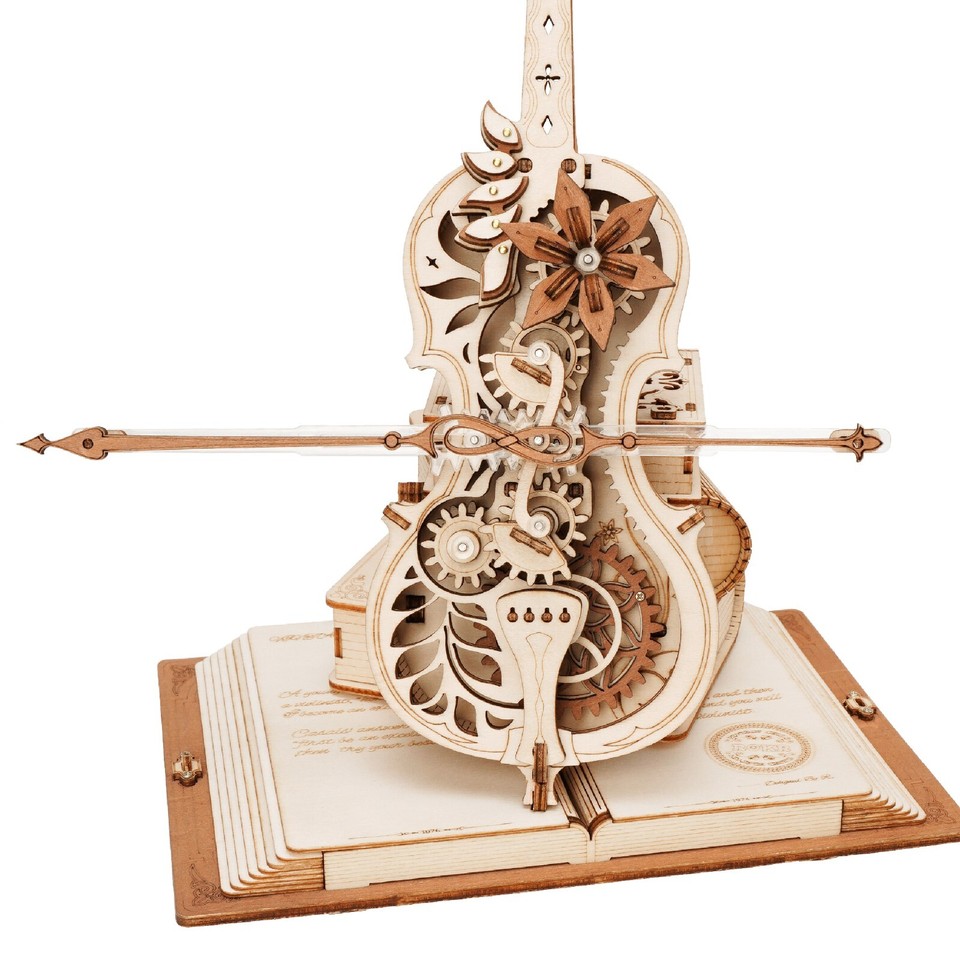 ROKR 3D Wooden Puzzle Magic Cello Mechanical Music Box Model Kit Decor ...