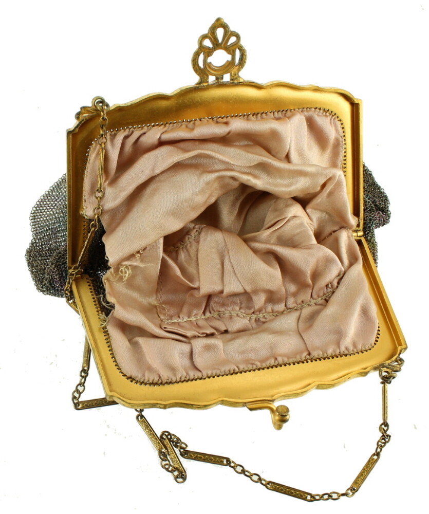 Antique Victorian Fringe Colored Mesh Purse Ornate Frame Chain Stunning ...