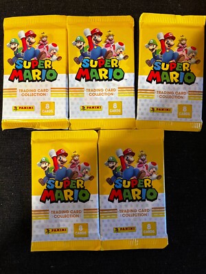 LOT PANINI 5 POCHETTES PACKETS CARTES TRADING CARDS CARTES SUPER MARIO ...