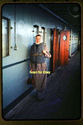 Woman on Navy USNS USNS Hugh J. Gaffey Ship in 1953, Original Slide aa ...