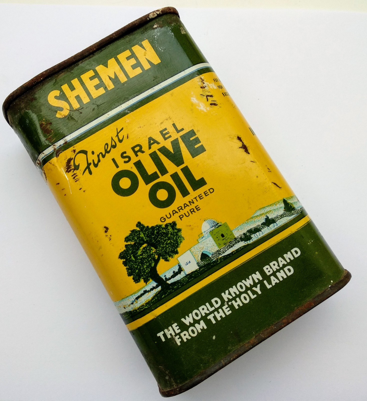 CAN OLIVE OIL-SHEMEN-BEZALEL-HOLYLAND-ANTIQUE-JUDAICA-ISRAEL-1950-RARE | eBay
