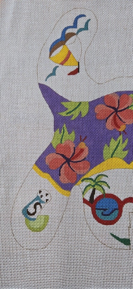 RARE Julie Pischke Hand Painted Needlepoint Canvas-Mr. Key West Frog-13 ...