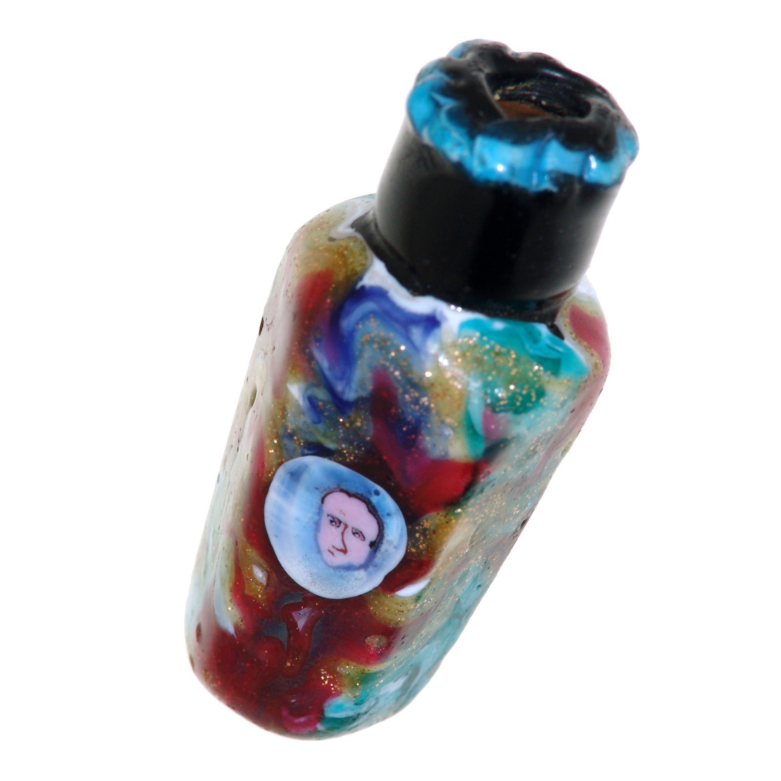 (0374) Glass Bottle with Murrina Face Franchini (?), Murano - Venezia ...