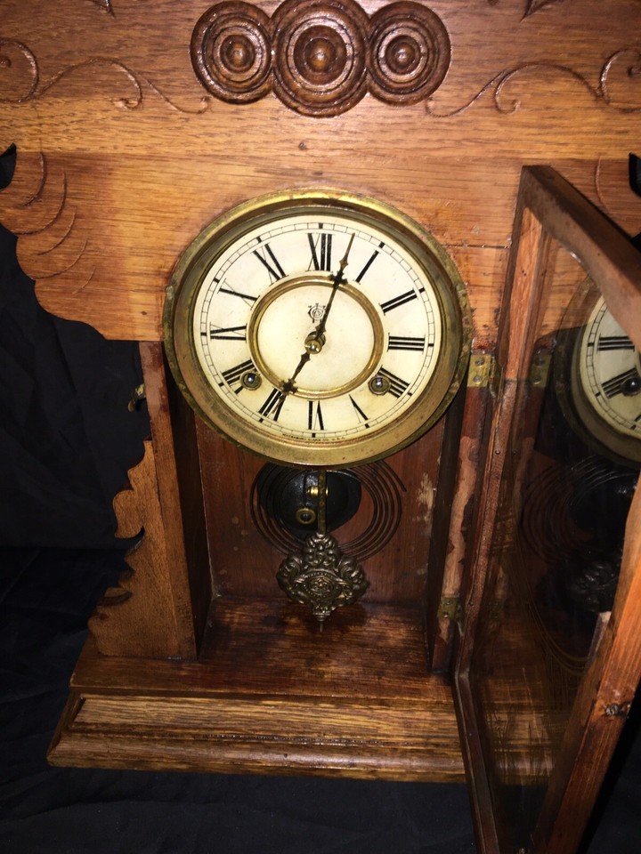 Antique Waterbury Parlor Kitchen Mantle Clock With Chime Works | eBay