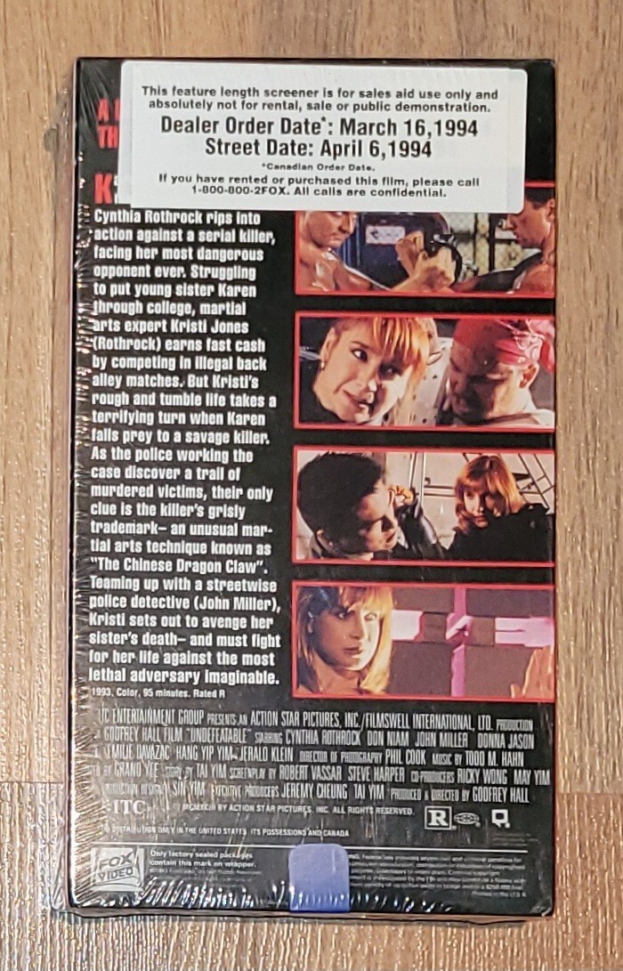 Undefeatable VHS Screener Cynthia Rothrock Fox Video Sealed Copy | eBay
