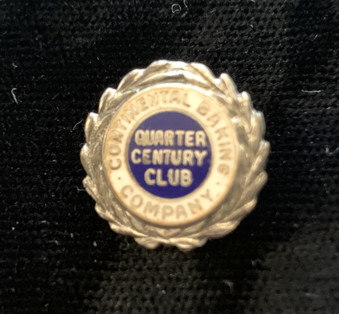 Pre 1968 Continental Baking Company Quarter Century Club Sterling Lapel ...