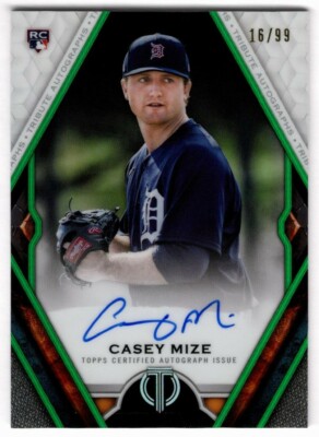 Casey Mize 2021 Topps Tribute Green Rookie RC Autograph Auto SP 16/99 ...
