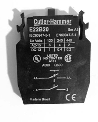 Eaton Cutler-Hammer 2NO Contact Block E22B20 *** Free Warranty | eBay