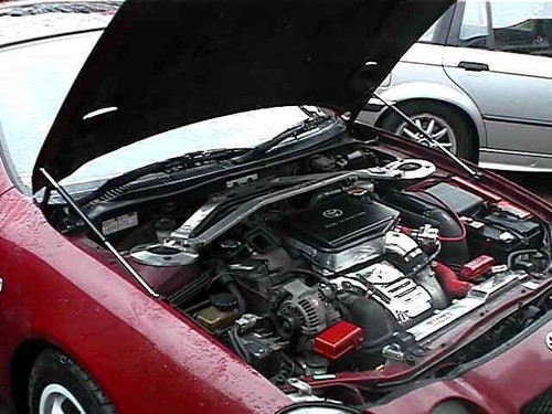 Bonnet Hood Black Carbon Strut Shock Damper Fit Toyota Celica ST205 GT ...