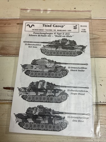 Third Group Decals #35-015, Panzerkampfwagen VI Tiger II (#2) 1:35 ...