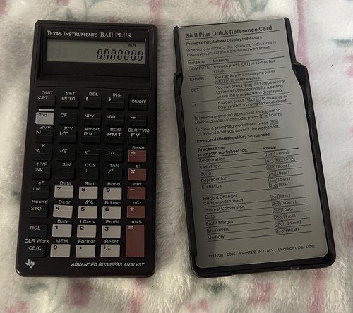 Texas Instruments BA II Plus Financial Calculator with Cover & Quick ...