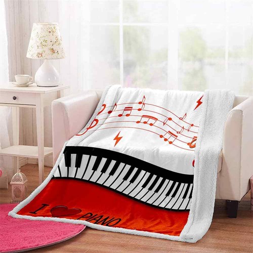 Beautiful Red Piano Keyboard 3D Warm Plush Fleece Blanket Picnic Sofa ...