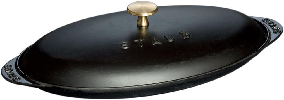 Staub Cast Iron 14.5" x 8" Covered Fish Pan - Matte Black Cookware ...