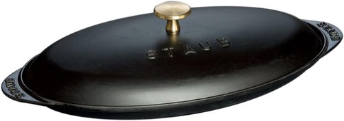 Staub Cast Iron 14.5" x 8" Covered Fish Pan - Matte Black Cookware ...