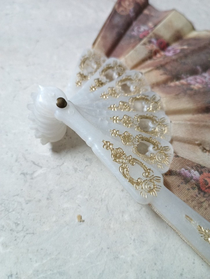 Antique Folding Hand Fan, likely from the Victorian era,lace or silk ...