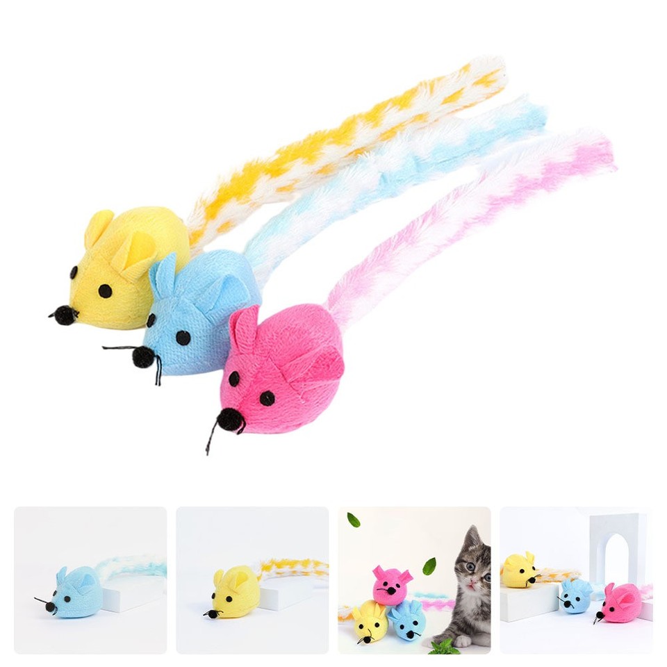 3Pcs Cat Interactive Toy Mouse Shape Teasing Toy Catnip Plush Mouse Cat ...