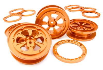 1.9 Size Billet Machined Alloy Wheel (4) w/Beadlock Rings for 1/10 ...