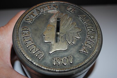 Vintage Rare Metzke Pewter Penny Coin Bank 1970's | eBay