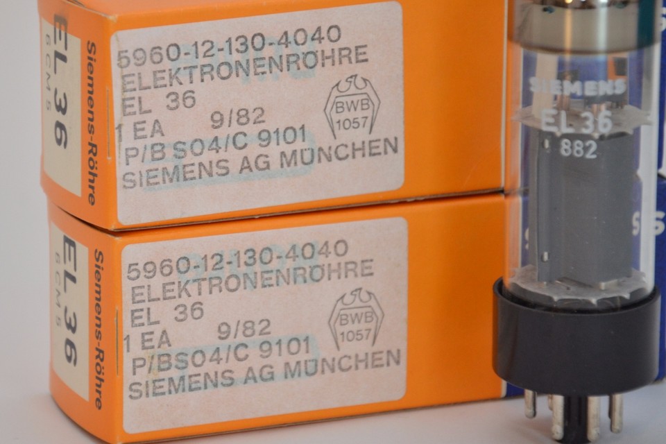 2x Siemens EL36 / EL 36, Output Tube f. Klein+Hummel Telewatt VS70 ...