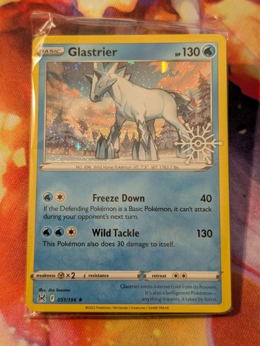 Glastrier 051/196 Factory Sealed Snowflake Stamped Cosmo Holo Pokemon ...