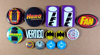 Comics Pins Buttons LOT OF 14 Batman DC Comicon Image IFC Hero Vertigo ...