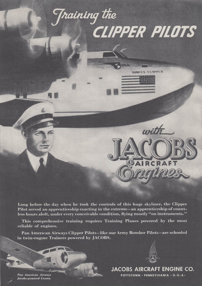 Training Pan-Am Boeing 314 Clipper Pilots: Jacobs Aircraft Engines ad ...