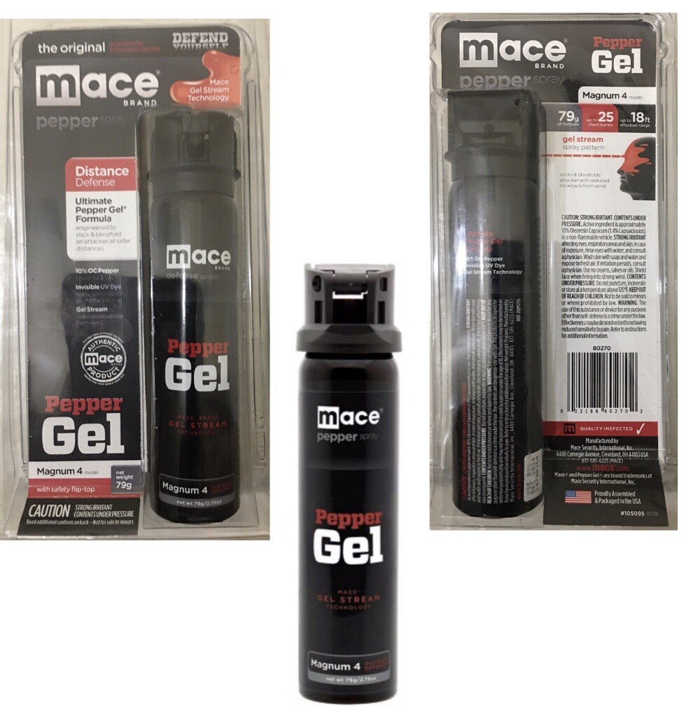 MACE 18 FT MAGNUM 4 DEFENSE Pepper STICKY GEL Spray FLIPTOP Self POLICE ...