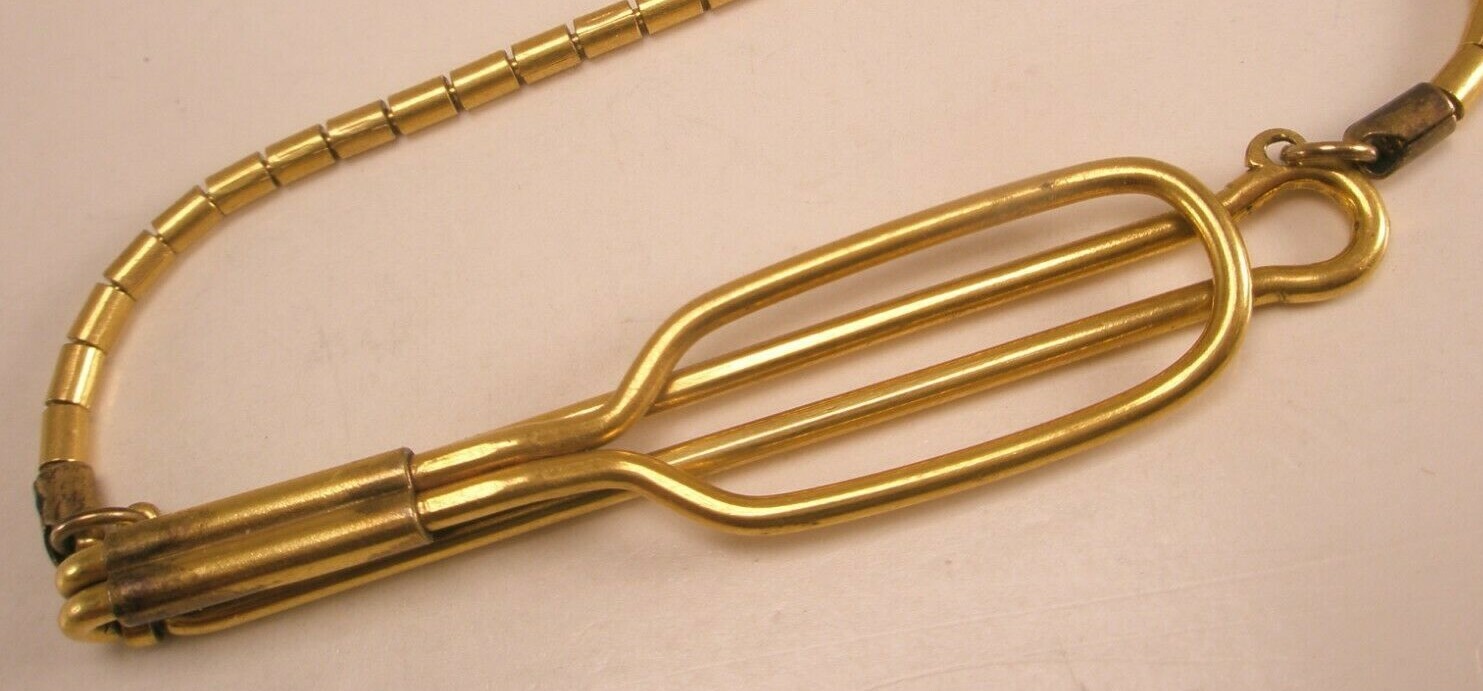 Cylinder Link Chain Gold Tone Vintage Pendant Tie Bar… - Gem