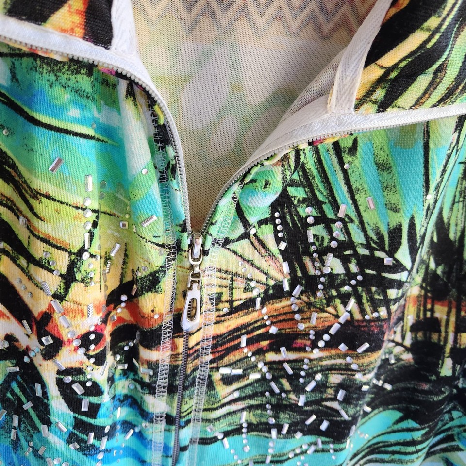 Onque Casuals XL Woman Stretch Full Zip Up Sweatshirt 3/4 Sleeve ...