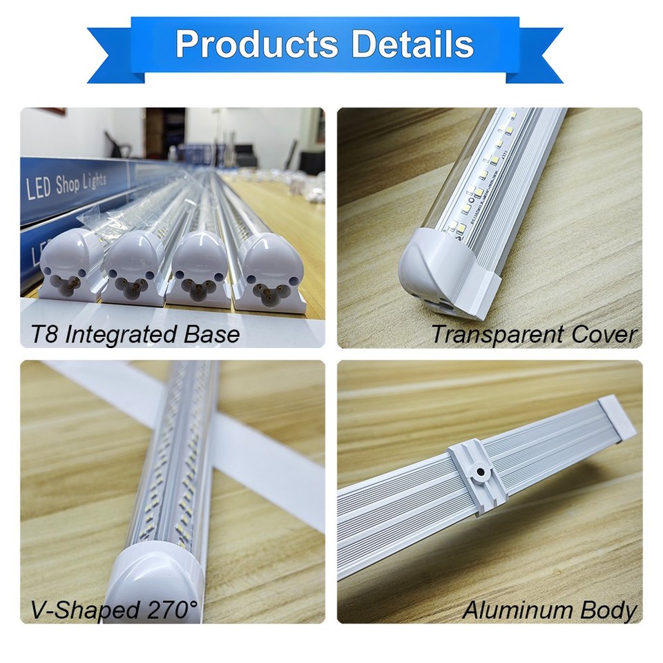 25 Pack 8 Foot Led Light Linkable Garage Ceiling Fixtures 144W T8 Led ...