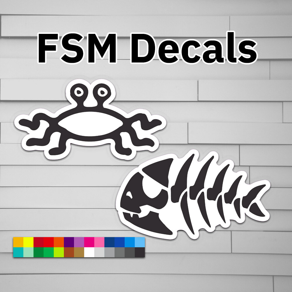 FSM Flying Spaghetti Monster Jolly Pirate Fish Decal, Sticker for ...