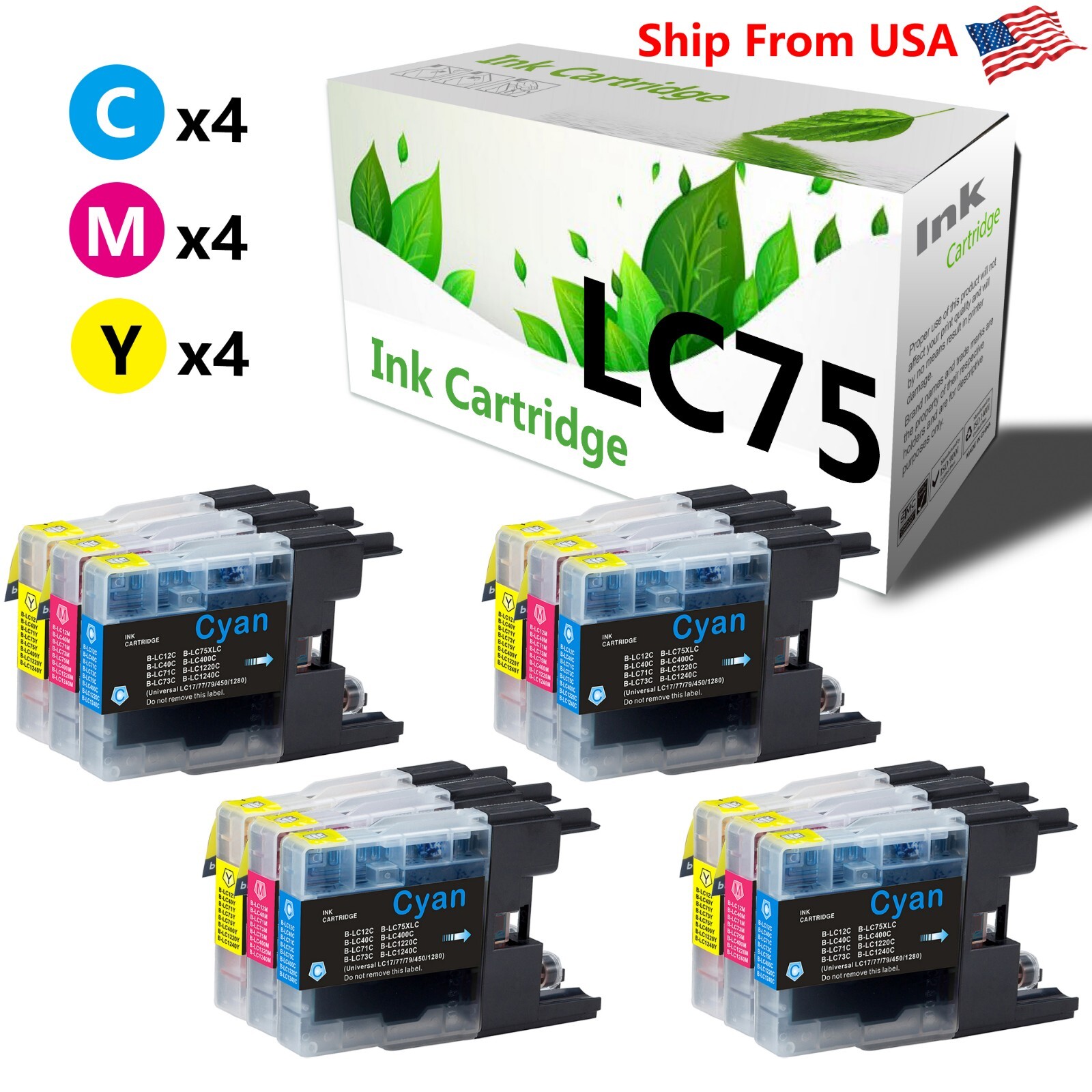 12PK LC75 LC75XXL Ink Cartridge for MFC J280W J425W J430W Printer | eBay