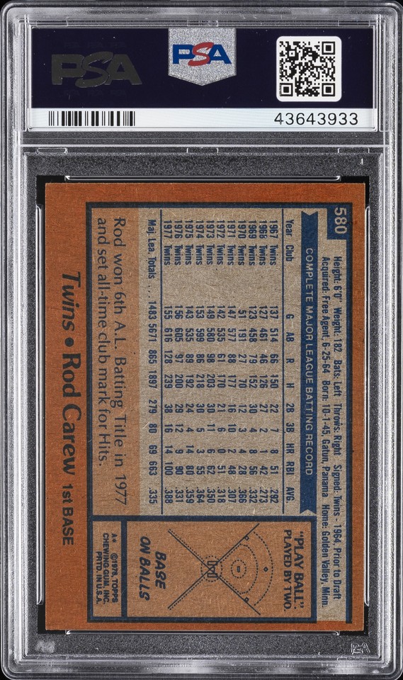 1978 TOPPS #580 ROD CAREW PSA 7 | eBay