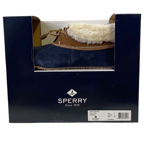 Sperry Emory Bootie Duck Slippers Women's Sz 5 Navy Blue Brown Suede ...