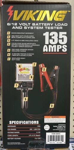 Viking Easy Hold Handle Tester Battery And System Load Test 6/12 Volt ...