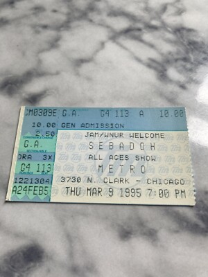 SEBADOH - CONCERT TICKET STUB: March 9, 1995/Metro/Chicago, dinosaur ...