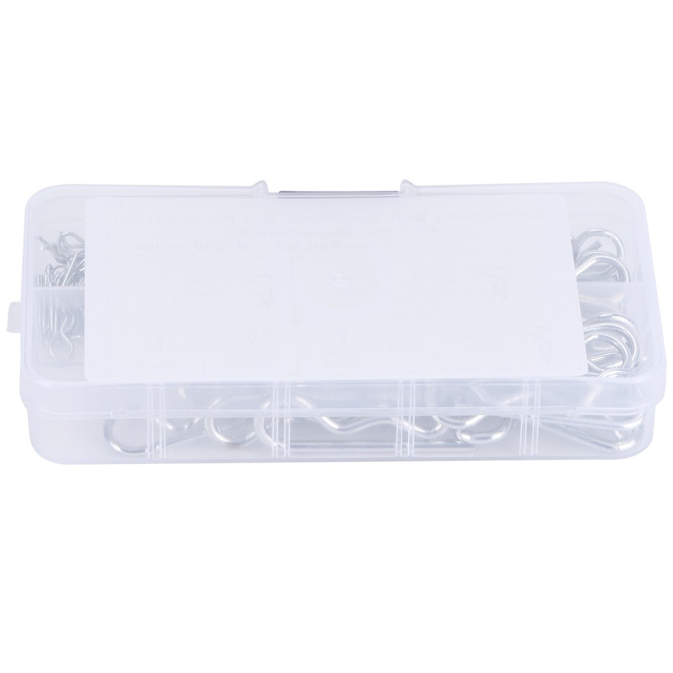 100x R Cotter Pins Tractor Pin Clips With Plastic Box Assortment Kit ...