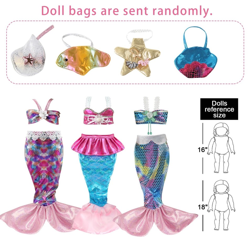 18-Inch Doll Clothing and Accessories Sets - Mermaid Doll Clothes ...