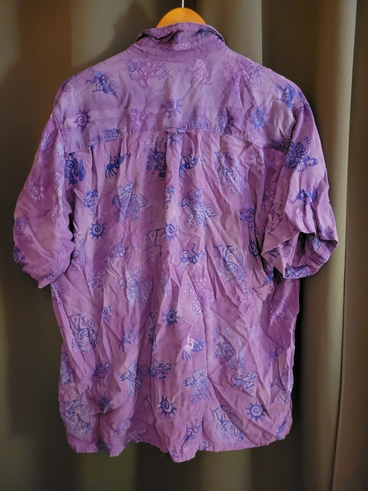 Piramide Rayon Batak Button Down Top Size L | eBay