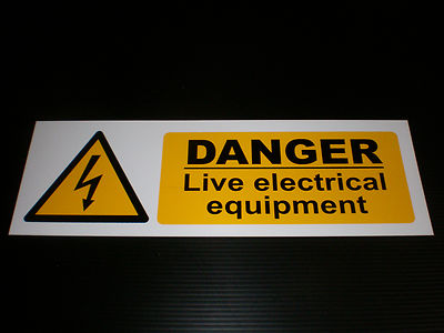 DANGER LIVE ELECTRICAL EQUIPMENT 300mm x 100mm plastic sign or sticker ...