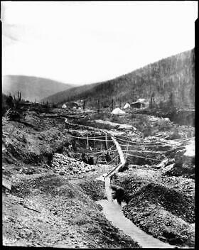 Sluicing at a placer mine below Hunker Alaska 1894 California Old Photo ...