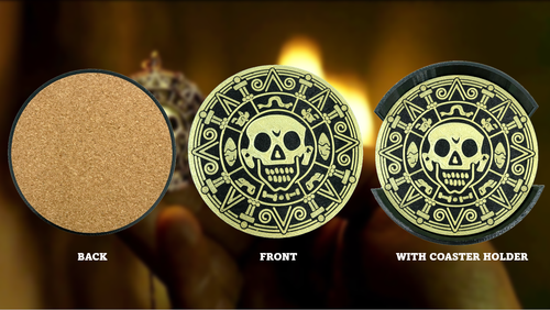 Pirates of the Caribbean Aztec Coin Gold Coasters with Holder 4 Pack 3D ...