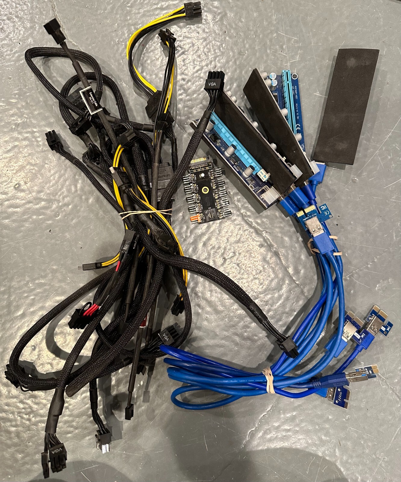 x5 PCI-E PCIE Riser Cards and Power Cables | eBay