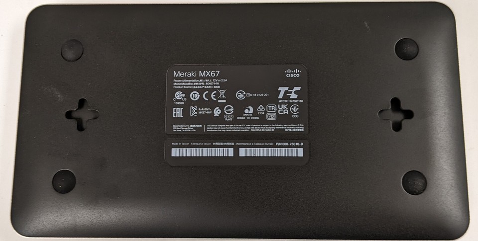 CISCO MERAKI MX67-HW Cloud-Managed & SD-WAN Enterprise Security ...